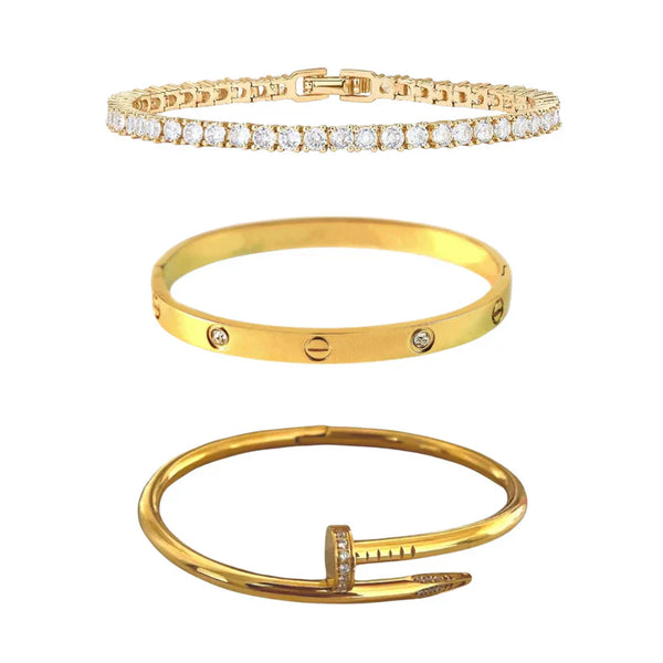 Cartier Nail And Love Bangle With Tennis Bracelet Stack Set – trendifypk