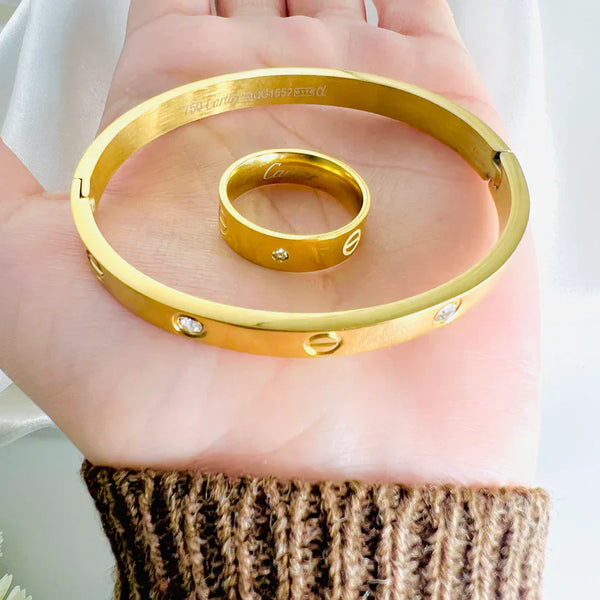 Cartier Diamond Love Bracelet And Ring Set – trendifypk