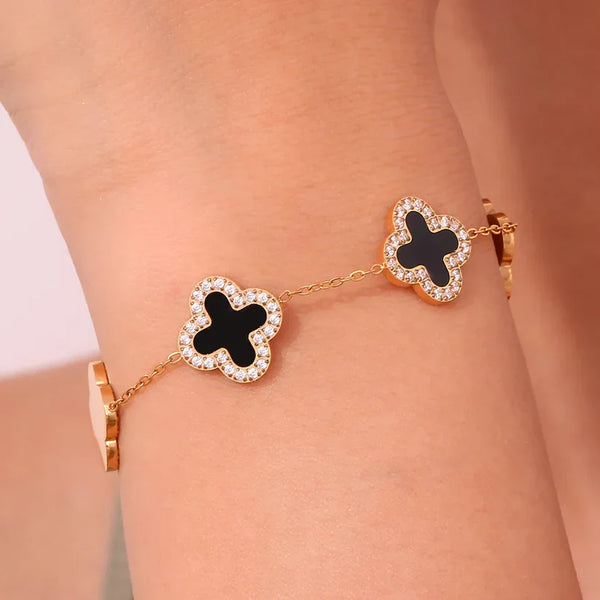 5 Clover Midnight Bracelet And Cartier Love Bangle Stack – trendifypk